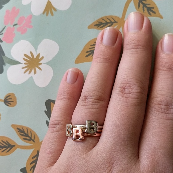 BaubleBar | Jewelry | Nwot Letter Silver B Stackable Personalized Ring ...